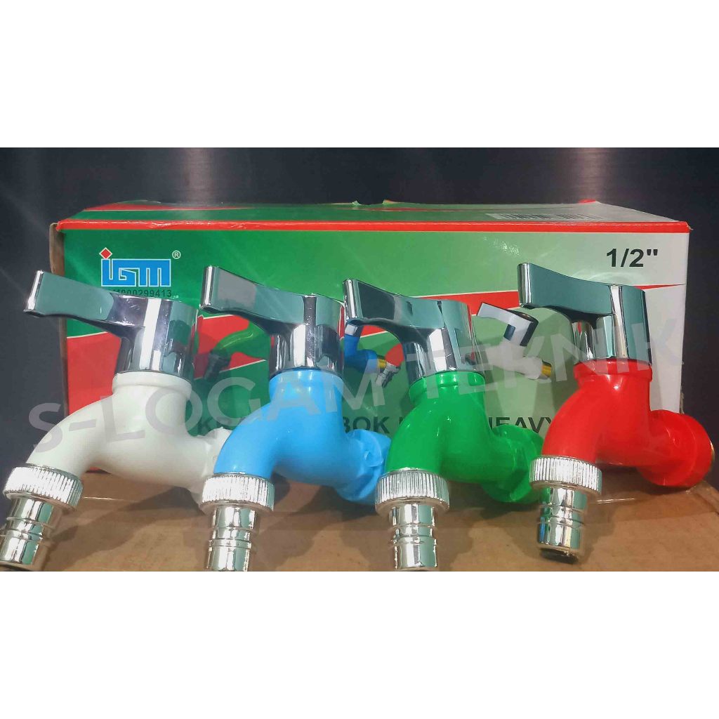 Jual Kran Tembok PVC 1/2" IGM HEAVY DUTY Plastik Drat Kuningan / Keran ...