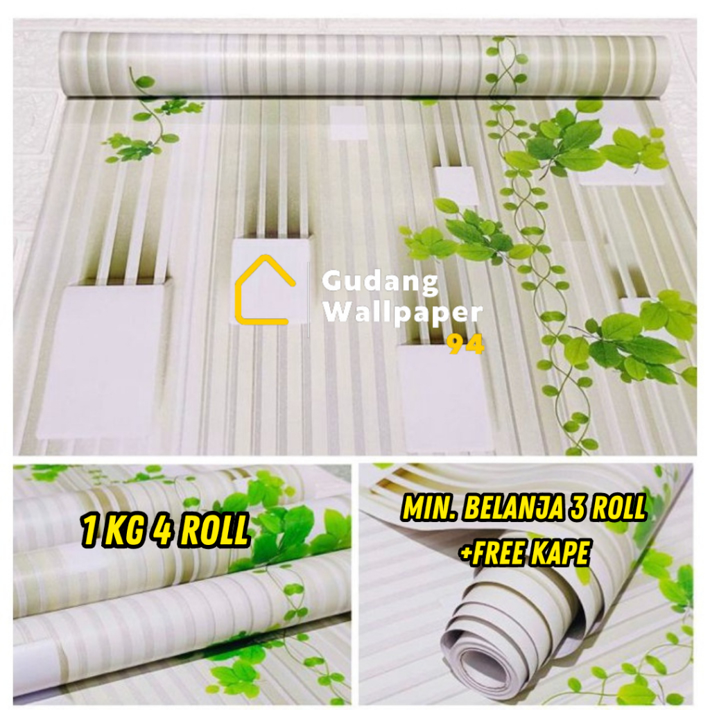 Jual (PROMO COD) Gudang Wallpaper Stiker Dinding Kamar Tidur Ruang Tamu Motif Tralis Daun Hijau ...