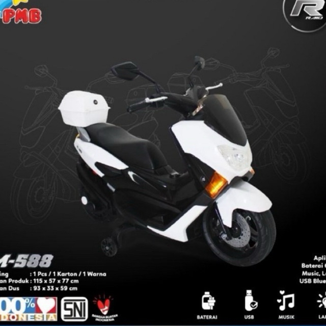 Jual Mainan Motor listrik Aki NMAX M588 PMB RAID Motor Mainan Anak ...