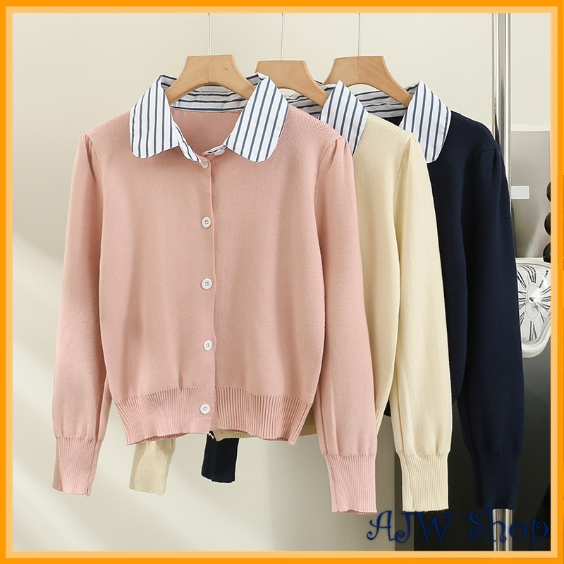 Jual AJW Cardigan Kerah Korean Style XBS | Kardigan Rajut Kekinian | Baju Atasan Wanita Terbaru ...