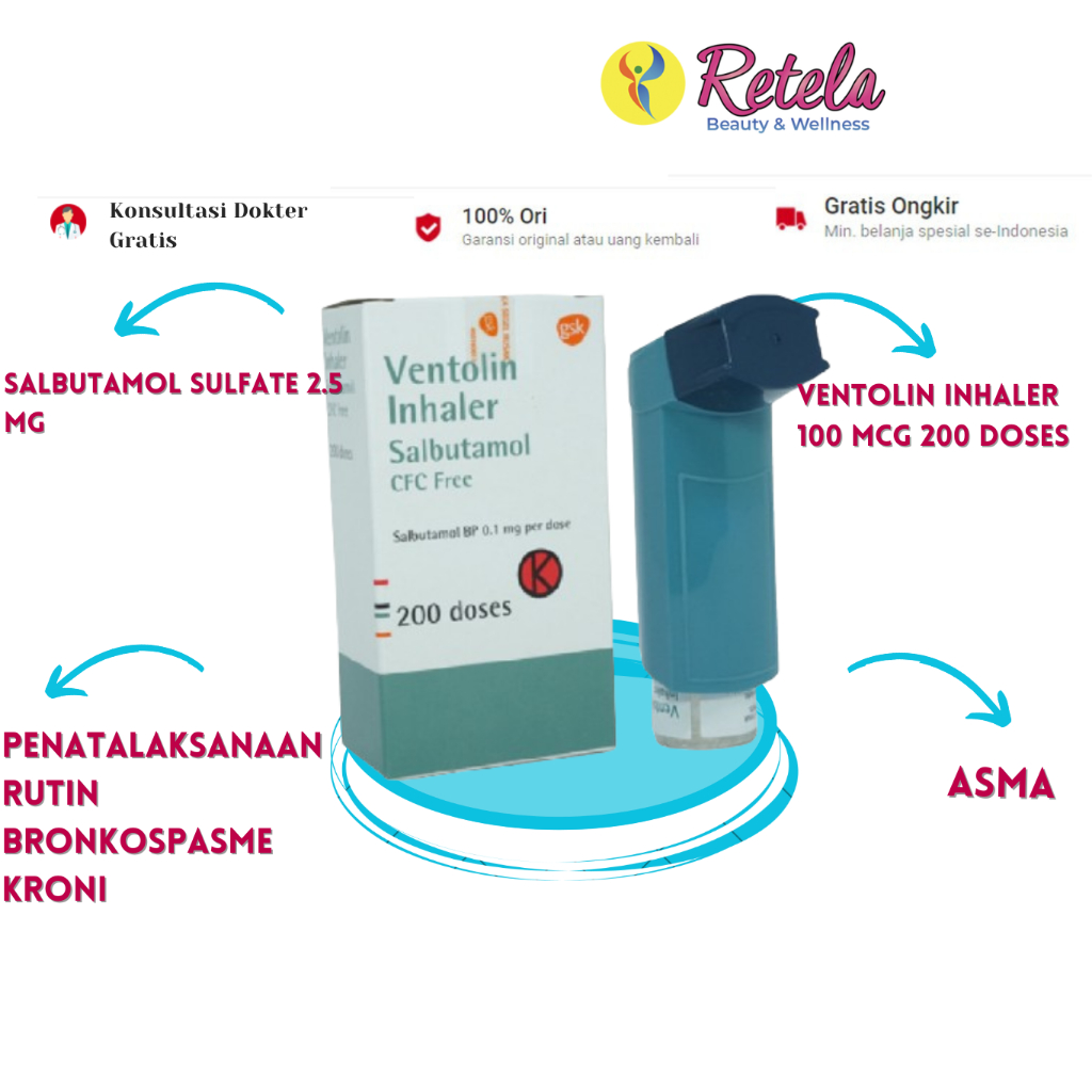Jual Ventolin Inhaler 100 mcg 200 Doses | Shopee Indonesia