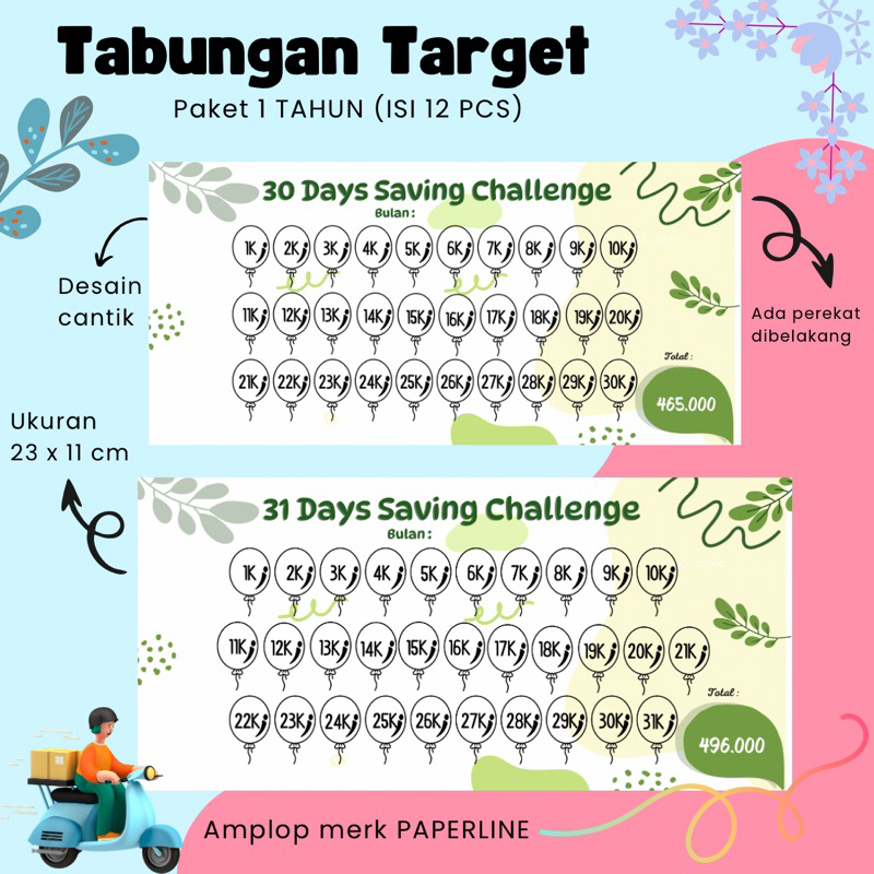 Jual Paket amplop tabungan target isi 12 amplop | Shopee Indonesia