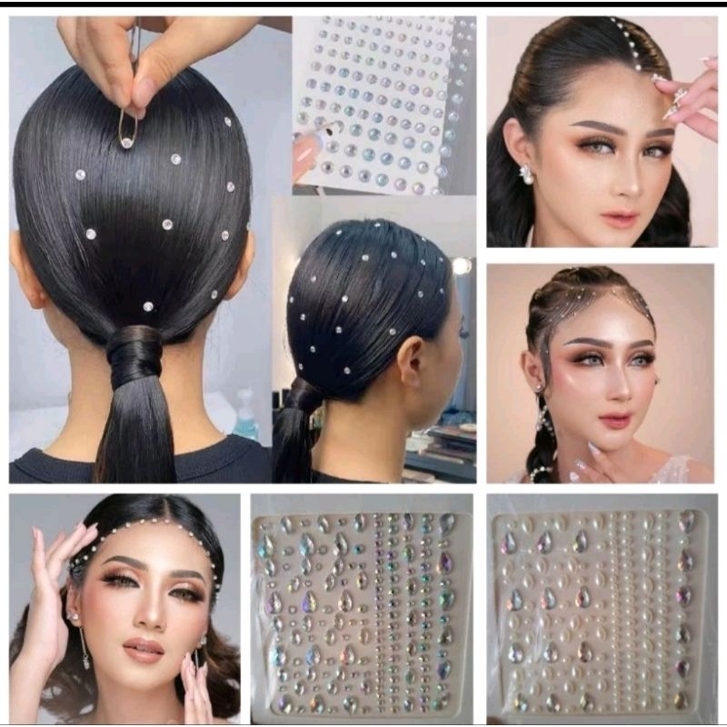 Jual Hiasan rambut manik manik tempel pearl sticker/mutiara rambut ...