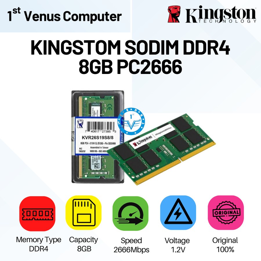 Jual Memory Kingston RAM DDR4 8Gb PC2666 Sodim untuk Laptop, All in One ...