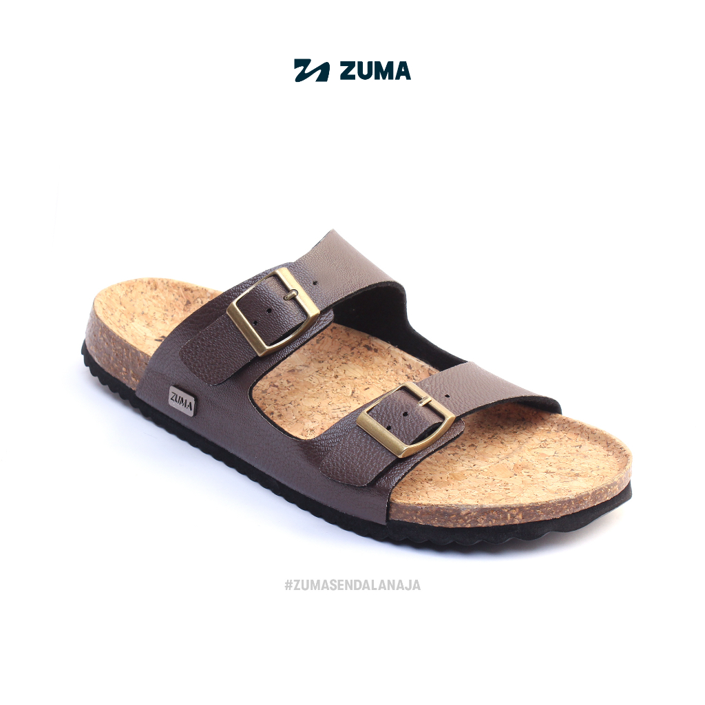 Jual Zuma Men Luca 2 Brown, Sandal Slop Pria Karet Slip On Polos, Brown ...