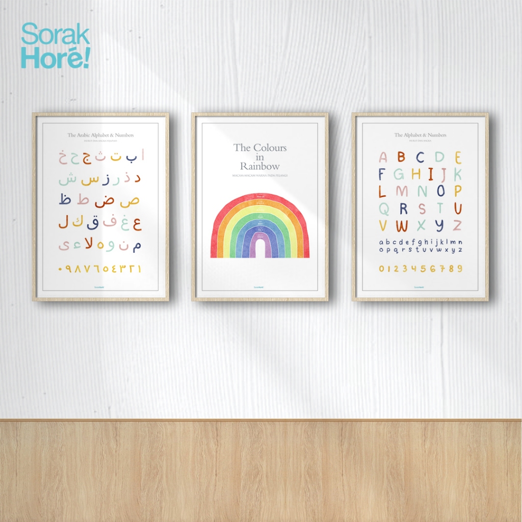 Jual SORAK HORE Set Poster Edukatif Isi 4 Belajar Abjad Huruf Warna ...