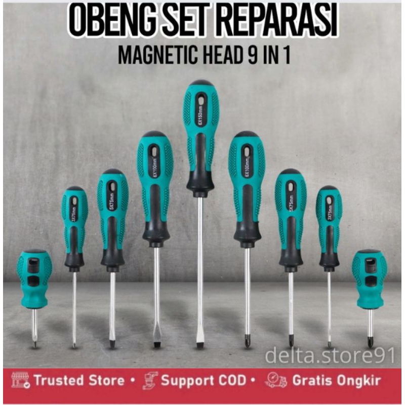 Jual Obeng Set Reparasi Magnetic Head 9 in 1 | Shopee Indonesia