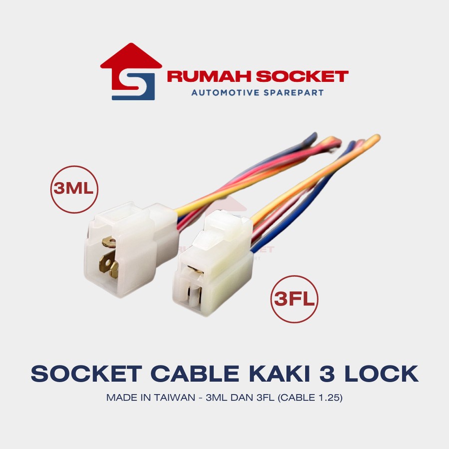 Jual SOKET KABEL / SOCKET / RUMAH SKUN + CABLE 3 PIN KAKI LOCK COWO ...