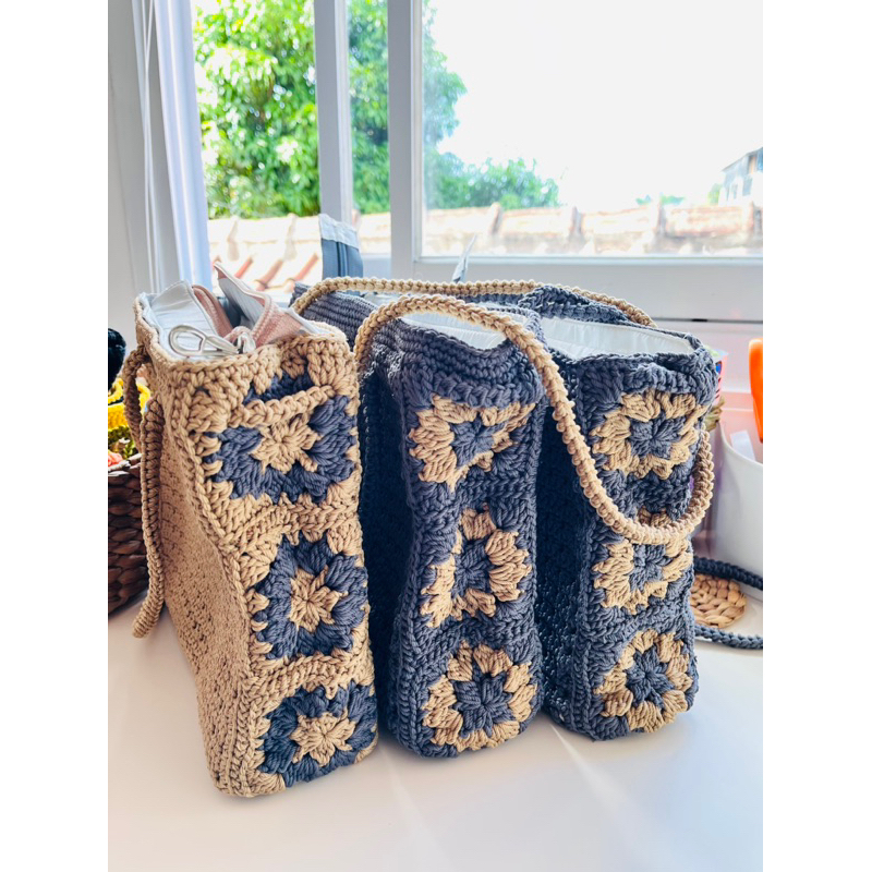 Jual Tas rajut handmade premium ala korea motif granny square | Shopee ...