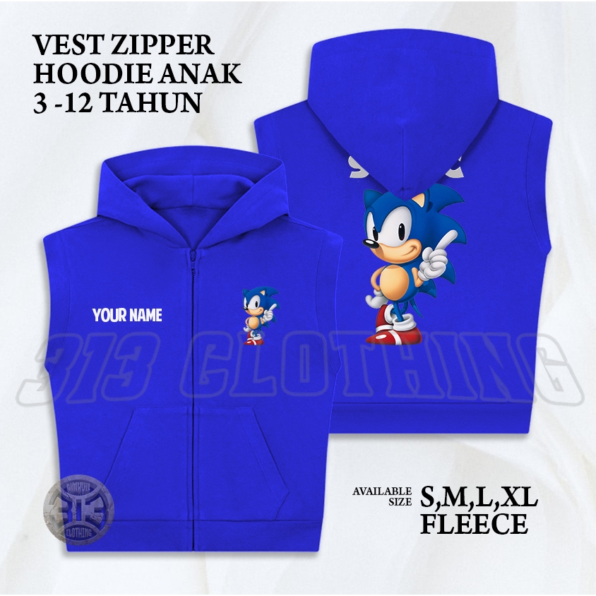 Jual Jaket Rompi Anak Sonic The Hedgehog / Vest Zipper Anak Sonic Free Name | Shopee Indonesia