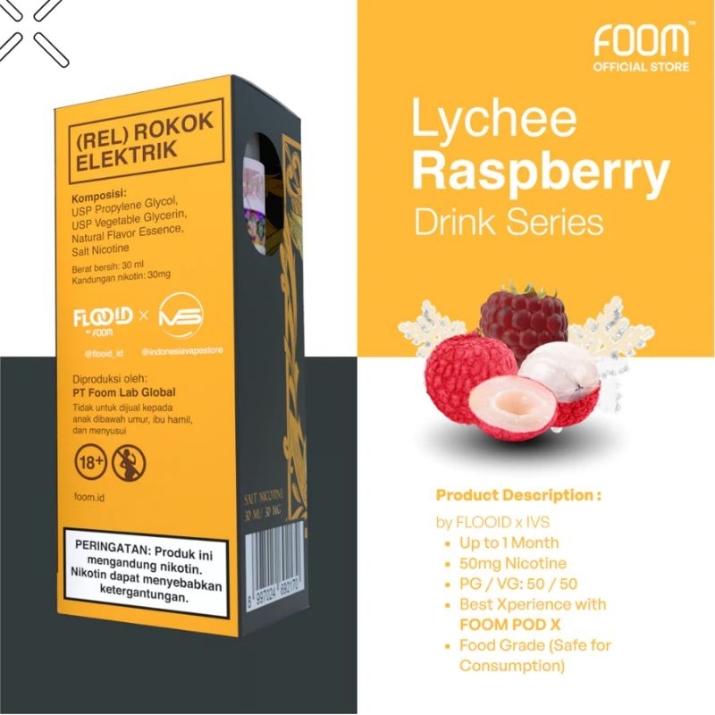 Jual SALT NIC - LIQUID FOOM AQUARIUS Lychee Raspberry 30ML 30MG ...