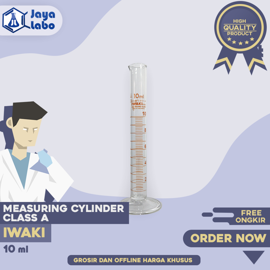 Jual IWAKI MEASURING CYLINDER CLASS A Cap. 10 ml / GELAS UKUR IWAKI 10 ...