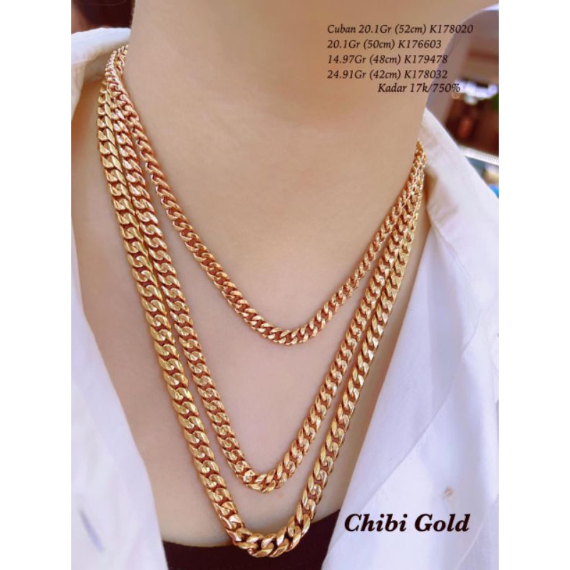 Jual CHIBI GOLD-Kalung cuban kalung emas 750 kadar 17k Chibi gold ...