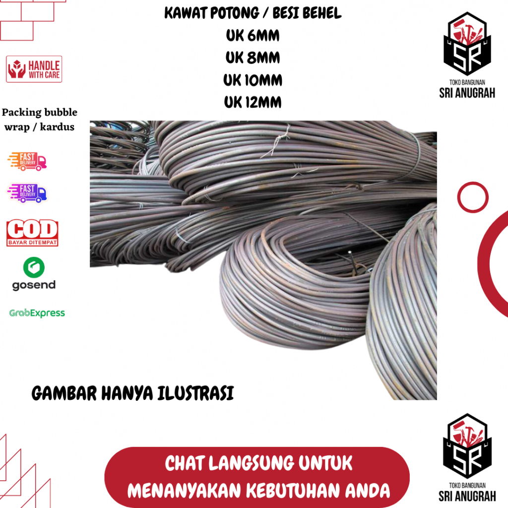 Jual Besi Behel Kawat Potong UK 6MM 8MM 10MM 12MM | Shopee Indonesia