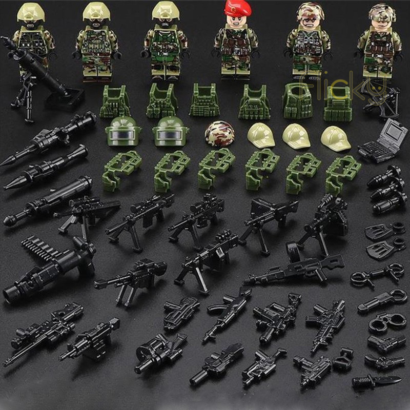 Jual Mainan Minifigure Military Swat Team Guns WW2 Building Blocks ...