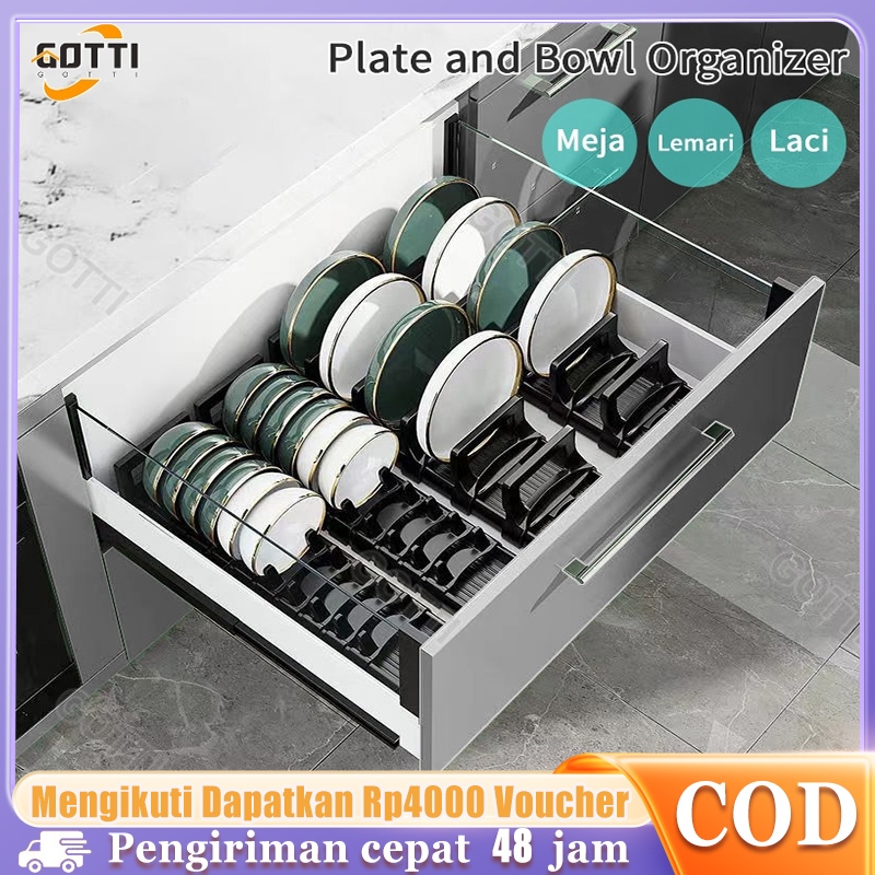 Jual GOTTI Plate and Bowl Organizer Drainase Rak Pengering Piring Laci ...