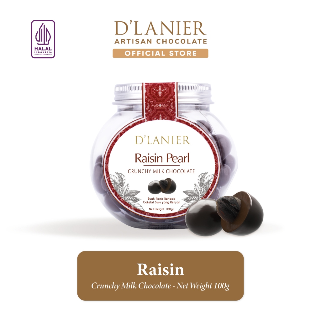 Jual D'Lanier Raisin Pearl with Crunchy Milk Chocolate - 100 gr ...