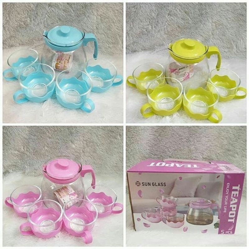 Jual teapot set warna/teko kaca/teko set | Shopee Indonesia