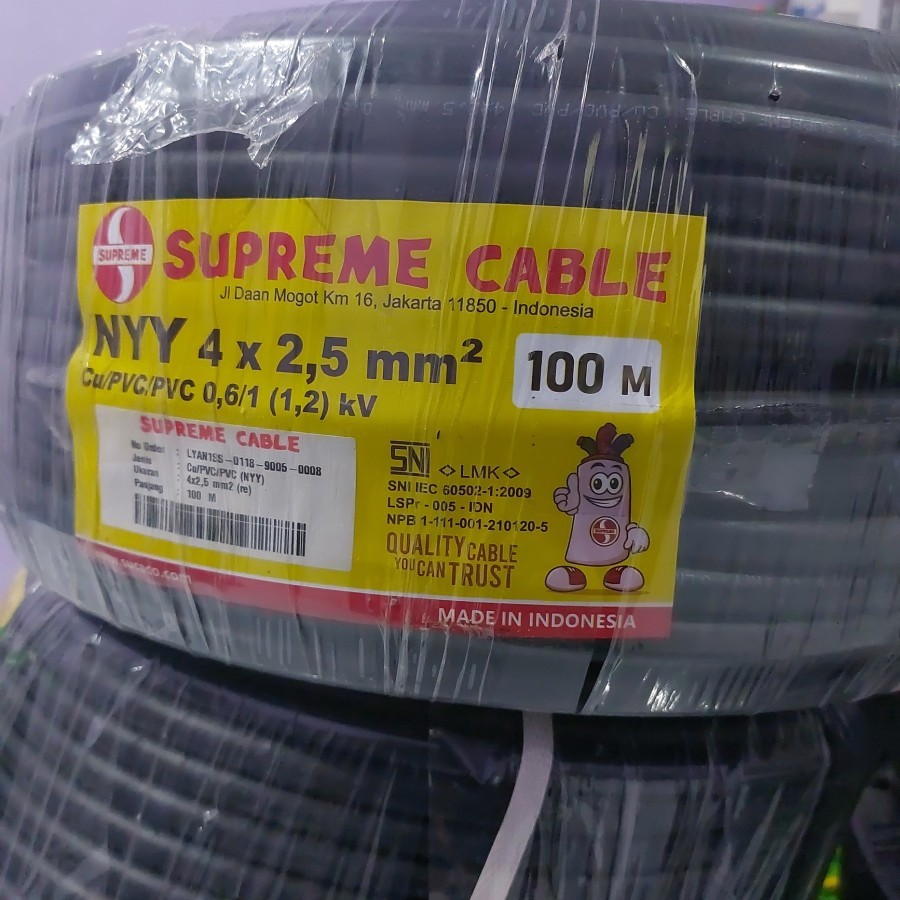 Jual Kabel Kawat / NYY Supreme 4x2.5 4x2,5 warna Hitam @50 meter ...