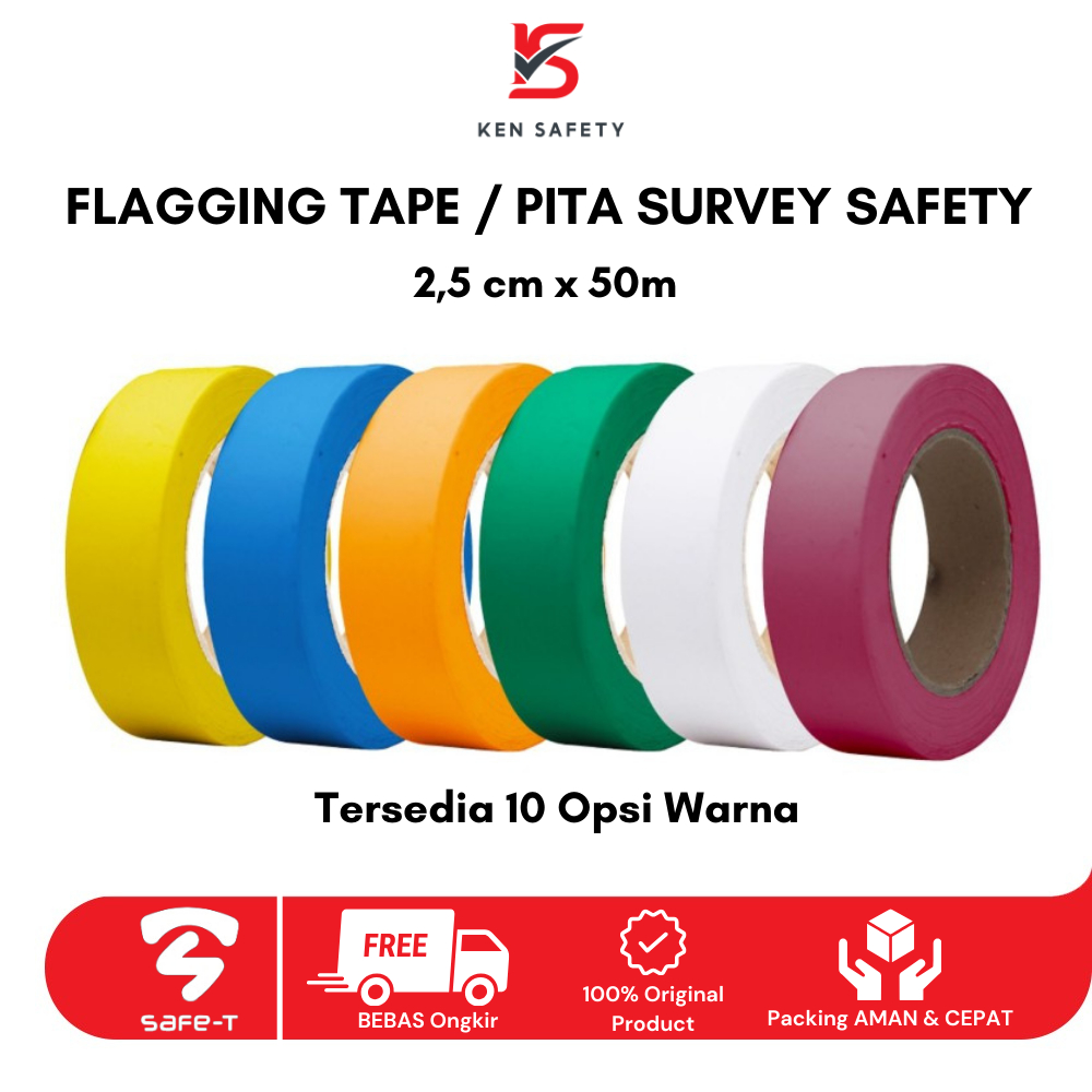 Jual Flagging Tape Pita Survey Safety 1 inch x 50m SAFE-T Pita Survei ...