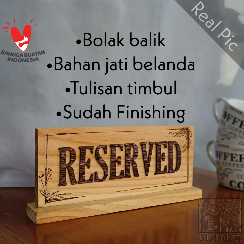 Jual Tulisan Reserved kayu sign papan tanda dipesan meja signage bolak ...