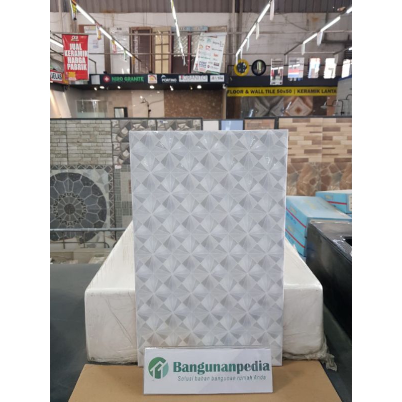 Jual Keramik Dinding Kamar Mandi 25x40 Mulia Illusion series Timbul Kilap Glossy | Shopee Indonesia
