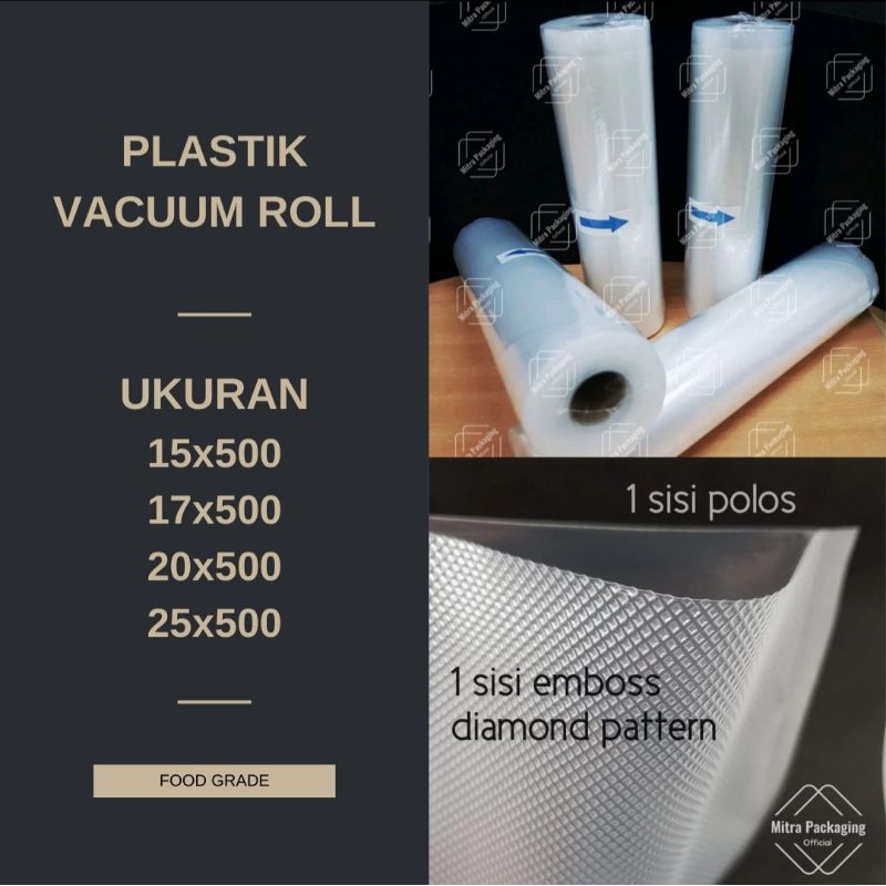 Jual Plastik Vacuum Makanan Roll 5 Meter Emboss - Vacuum bag Roll ...