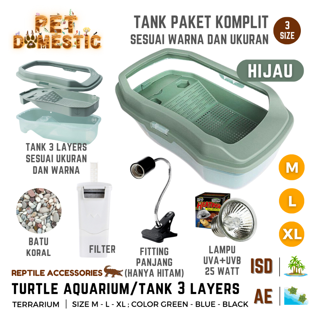 Jual TURTLE TANK SIZE M & L KANDANG SET FILTER TEMPAT BAK EMBER RUMAH AKUARIUM AQUARIUM KURA ...