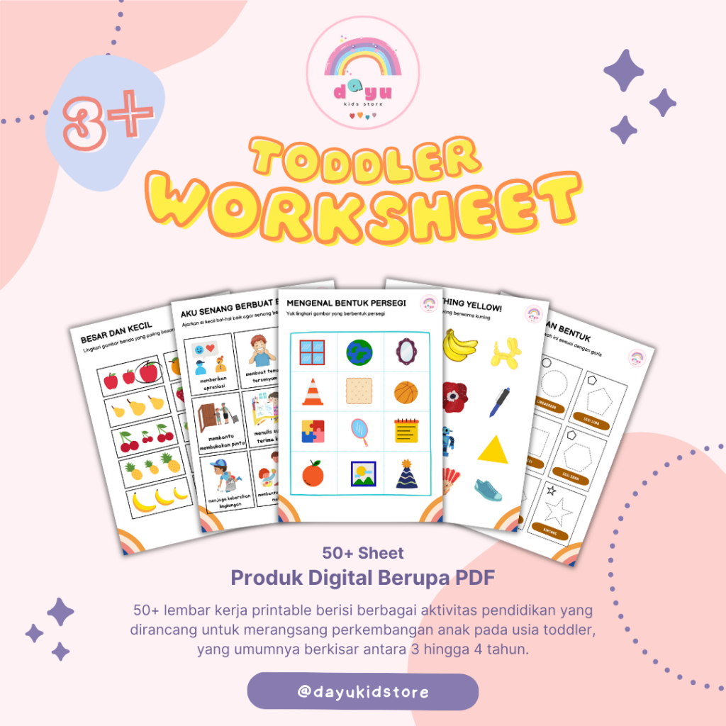 Jual Worksheet Printable Aktivitas Anak Usia 2 3 4 5 6 Tahun TK PAUD ...