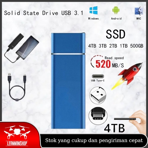 Jual Mini Portable SSD Eksternal 30TB M.2 External Mobile Solid State ...
