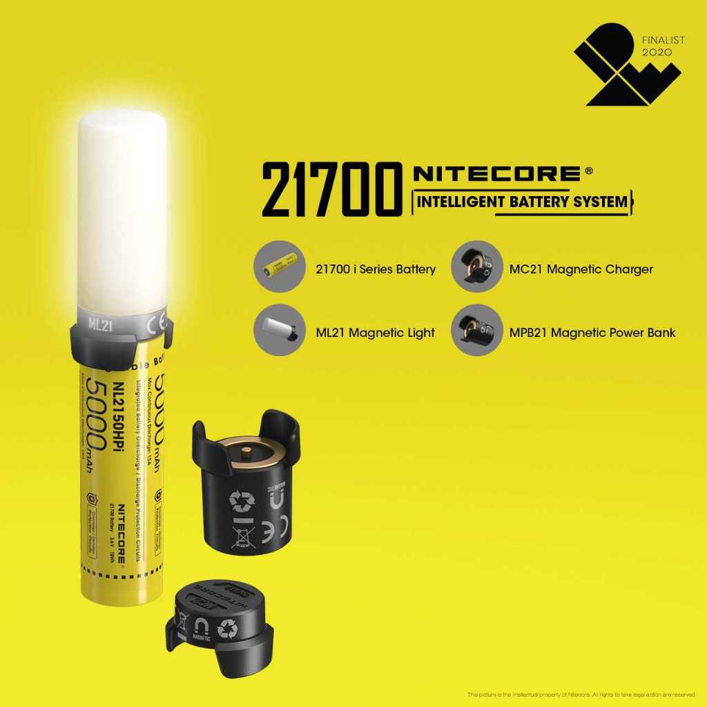 Jual NITECORE 21700 Baterai Li-ion 5000mAh with Magnetic Light Power ...