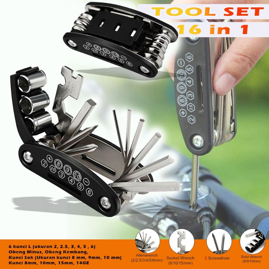 Jual IDKEU - Kunci Lipat Set Multi L Obeng Shock Pas Sepeda Motor 16 in ...