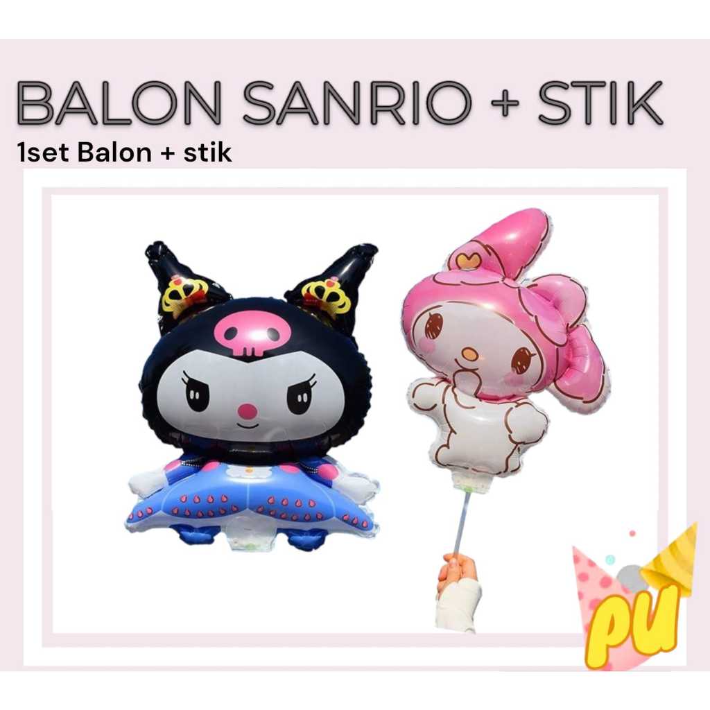 Jual Balon KUROMI MELODY SANRIO Stik / Balon Foil Melody Kuromi ...