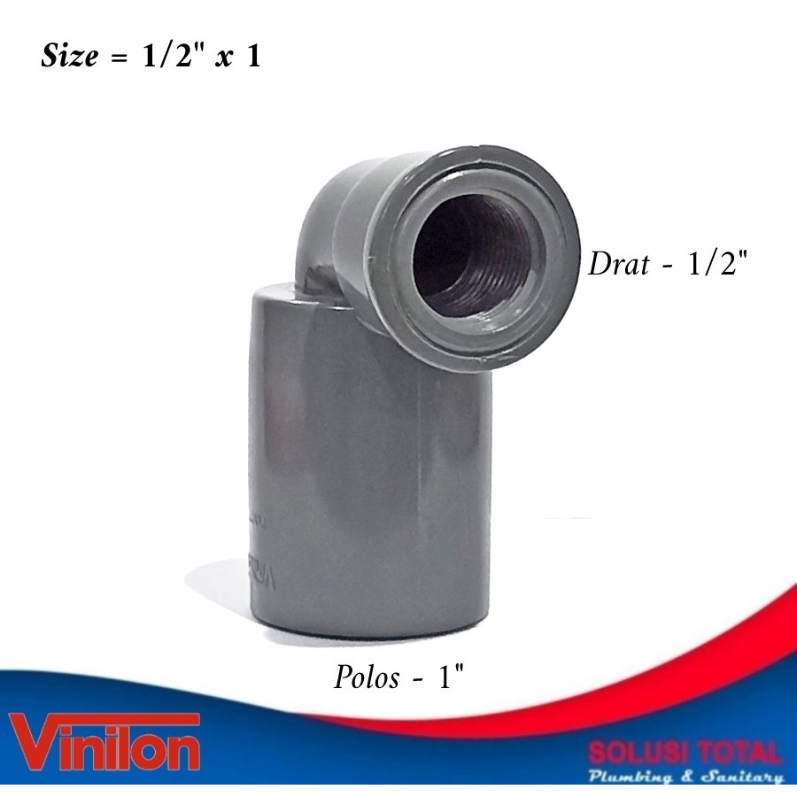 Jual KDD 1/2 x 1" VINILON PVC Knee Drat Dalam 1/2 x 1 Inch Vlok Knie ...