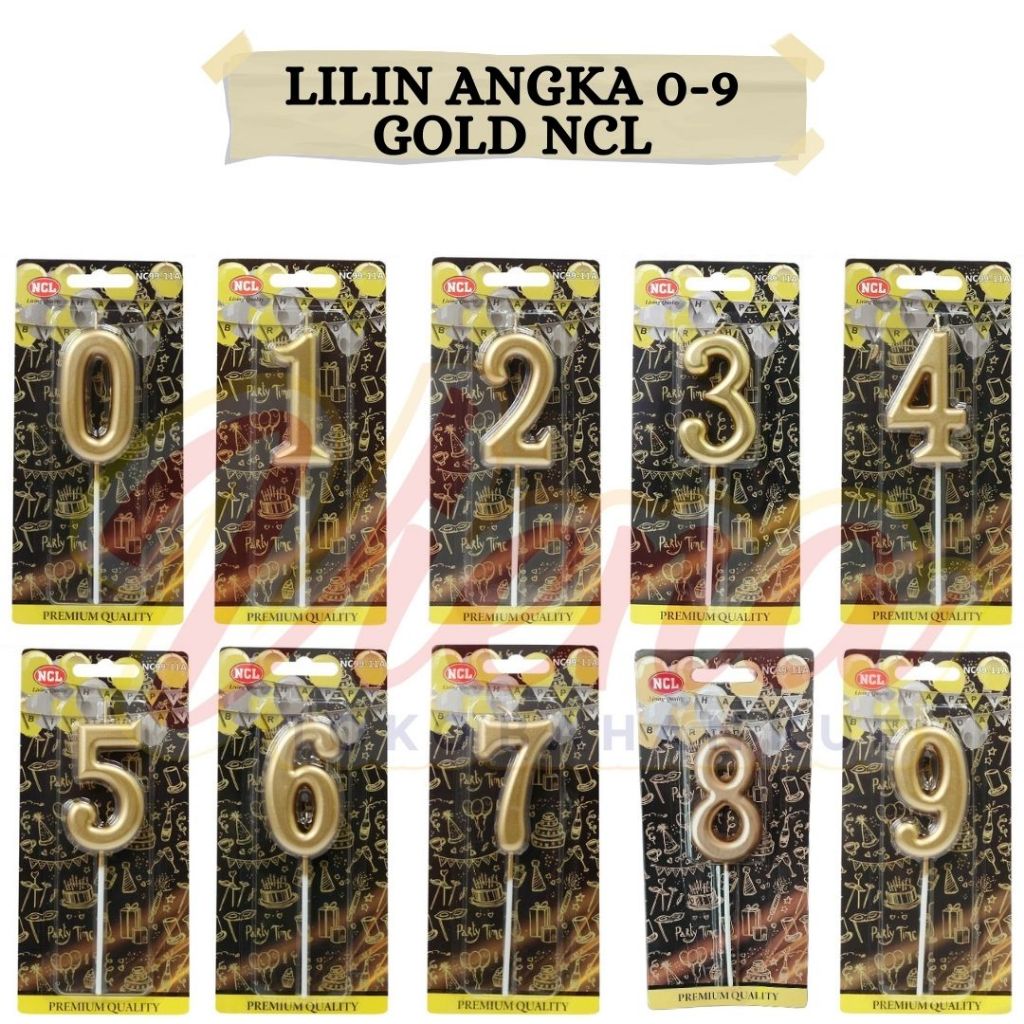 Jual Lilin Angka 0-9 Gold NCL / Lilin Ulang Tahun Emas / Lilin Angka ...