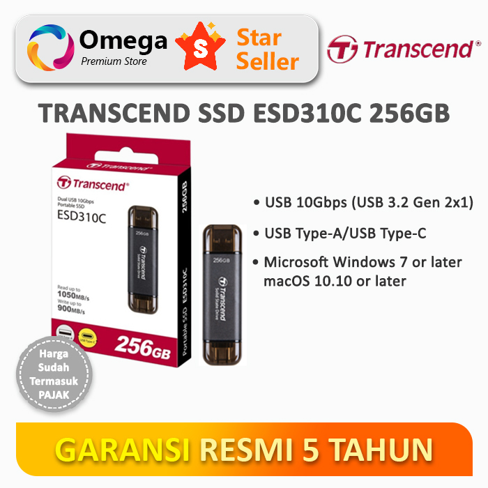 Jual Transcend SSD ESD310C 256GB Eksternal Portable | Shopee Indonesia
