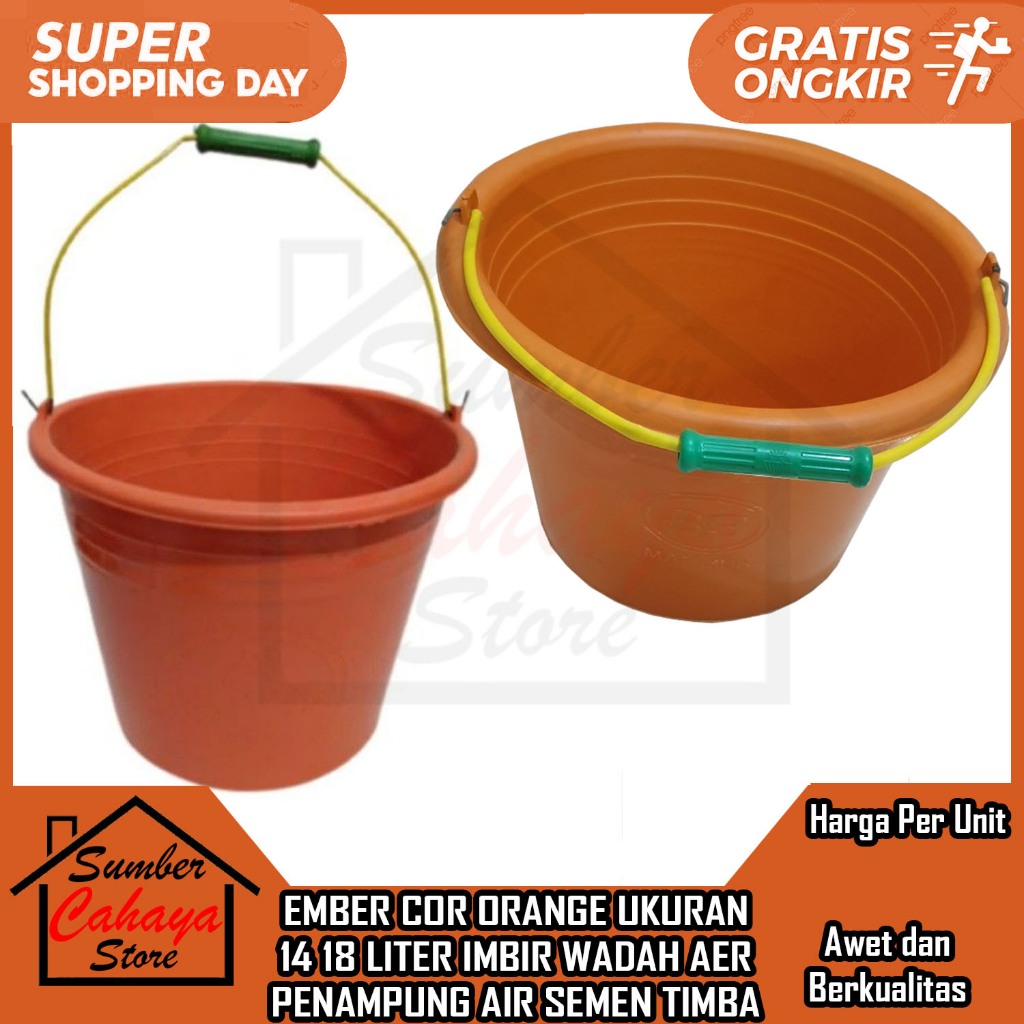 Jual EMBER COR ORANGE BANGUNAN SEMEN ACIAN 14 18 LITER IMBIR WADAH ...