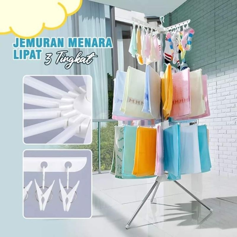 Jual Jemuran Tower Menara Ukuran Jumbo / Jemuran Menara 3 Tingkat ...