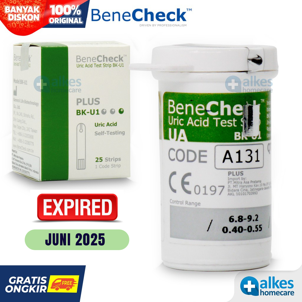 Jual Alat Cek Asam Urat - BeneCheck PLUS Test Strip Asam Urat (ISI ...