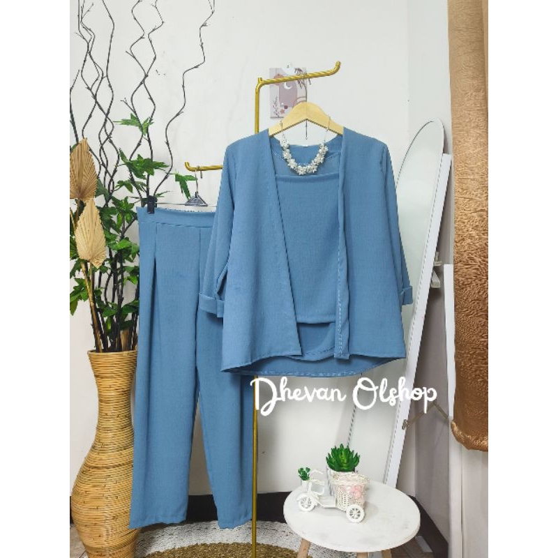 Jual SETELAN WANITA 3IN1 KOREAN STYLE /ONE SET CRINKLE HANA 3IN1 ...