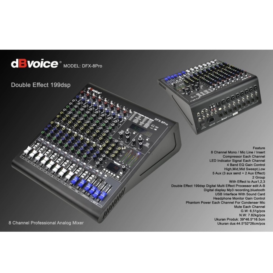 Jual Mixer dB Voice DFX 8 Pro 8 Channel DFX 8PRO ORIGINAL DBVOICE ...