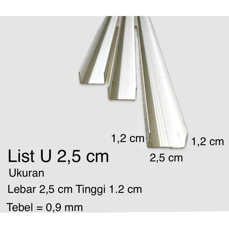 Jual List U Alumunium 2,5 cm Tali air tembok List profil tembok ...