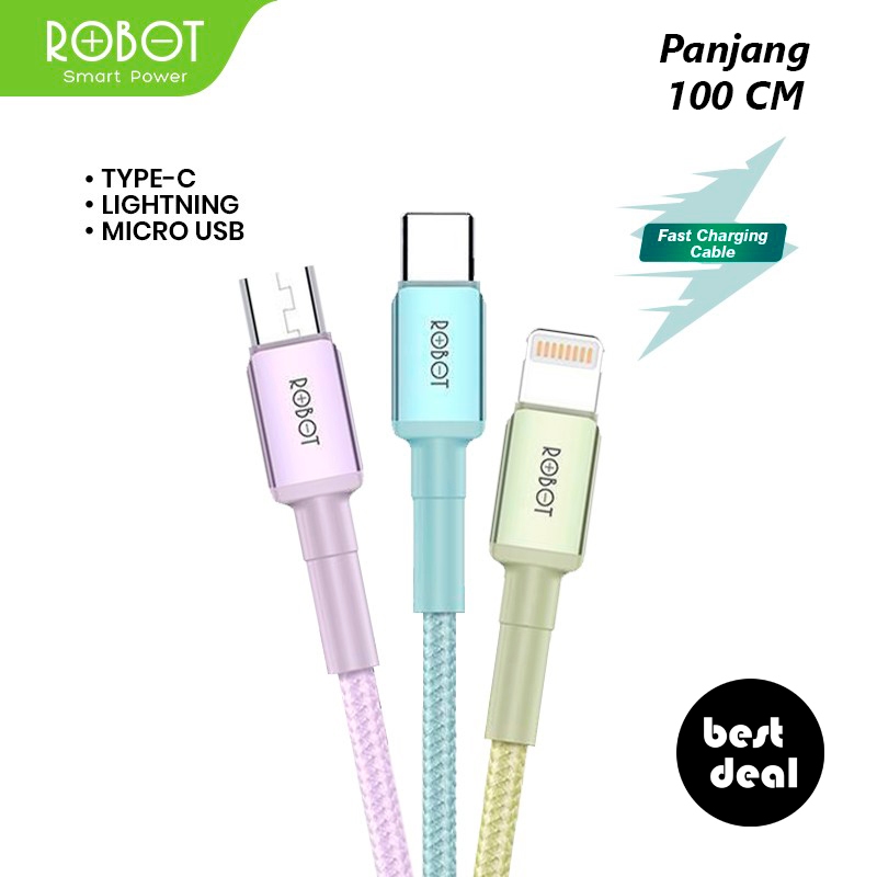 Jual Robot RSM100 Micro USB RSC100 USB-C RSL100 Lightning 1M Data Cable ...
