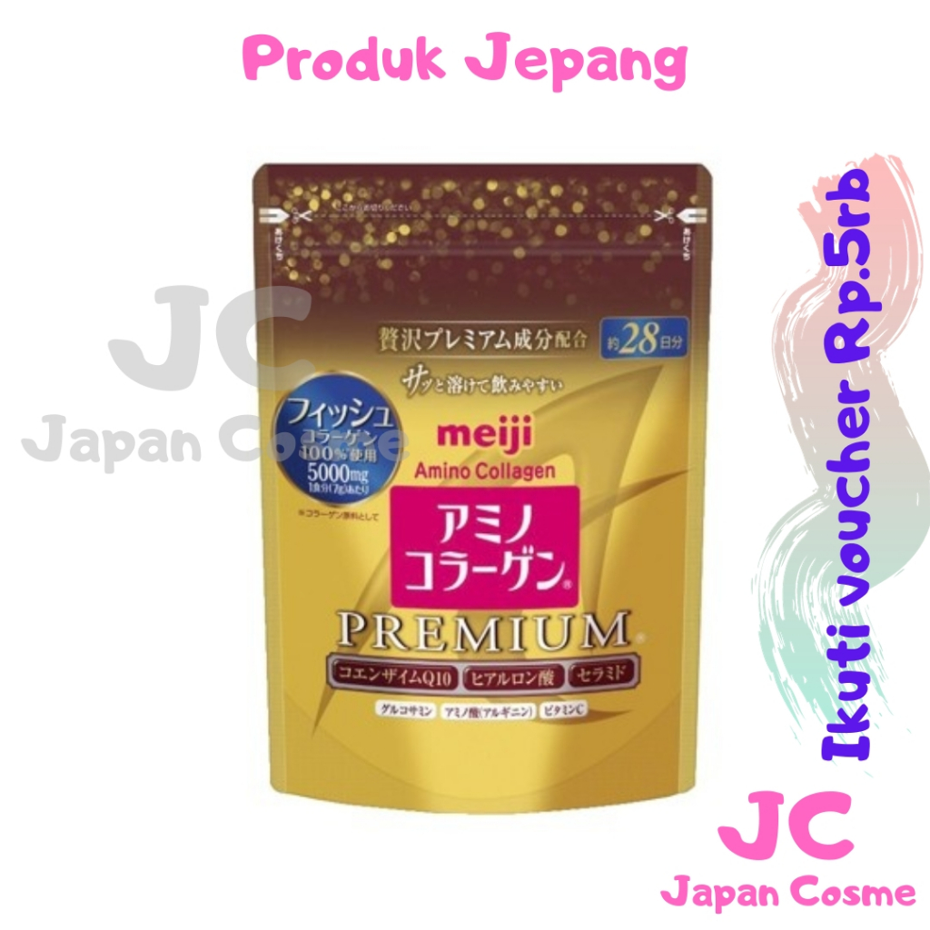 Jual 🇯🇵Meiji amino collagen powder amino collagen premium refill 28 days 196g 14 days 98g ...