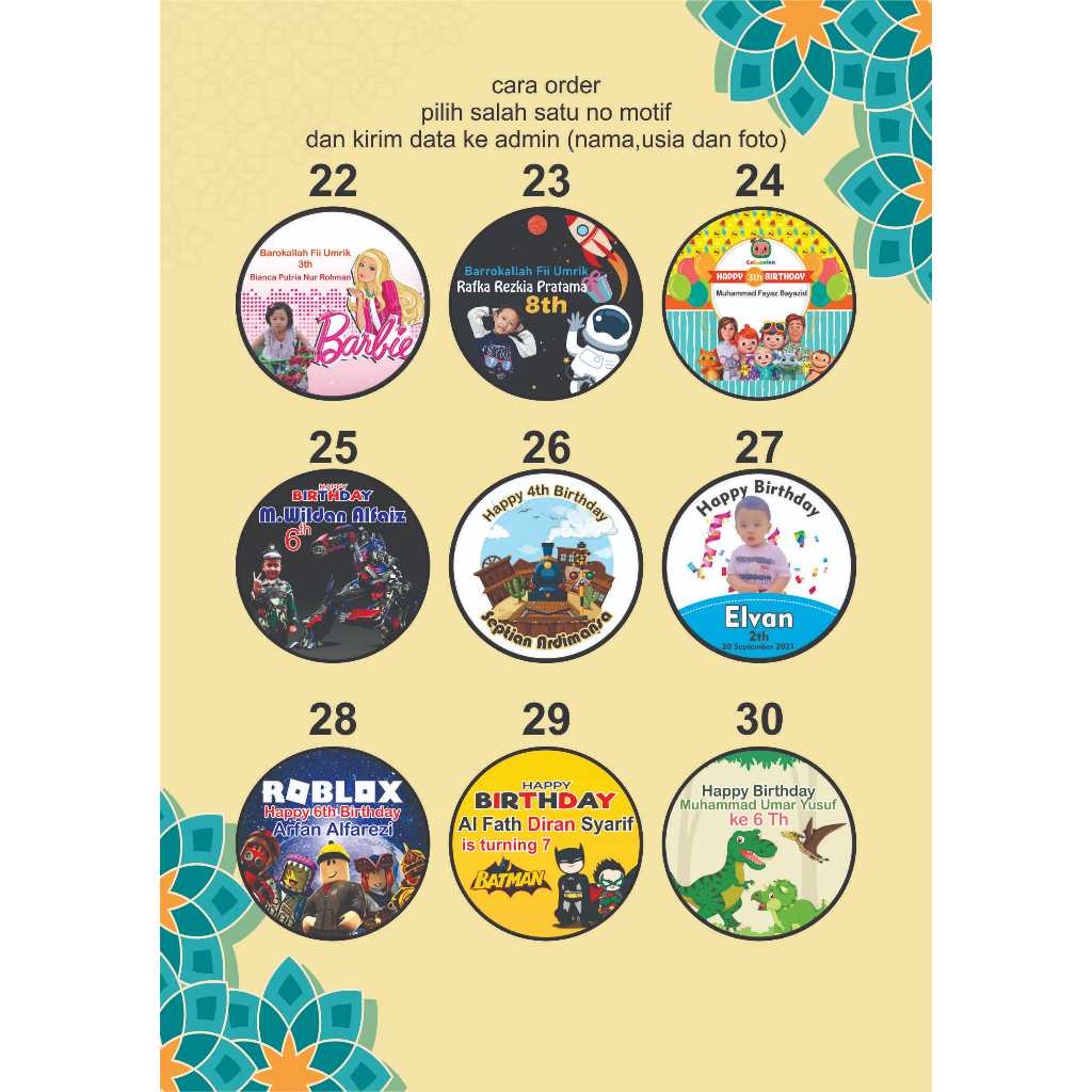 Jual (isi 10-50pcs) sticker bulat ulang tahun / sticker happy birthday ...