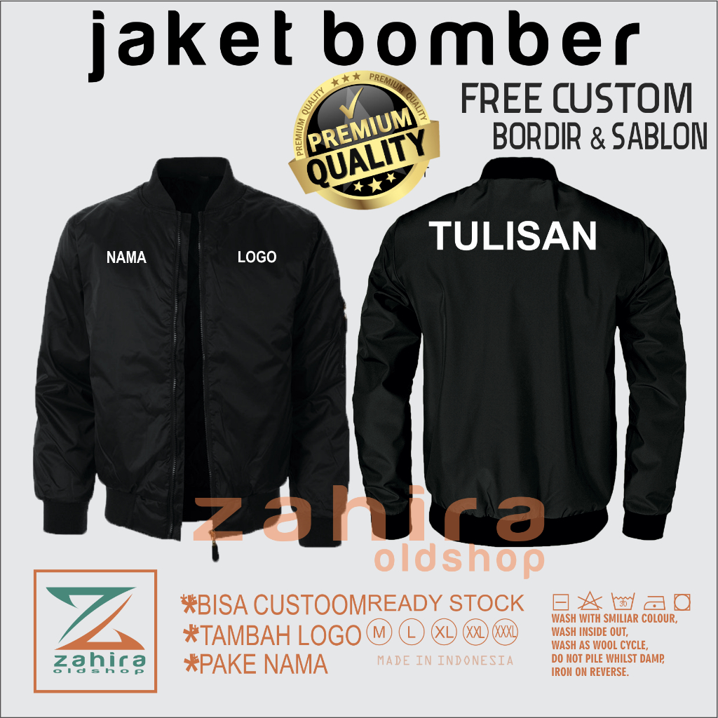 Jual Jaket Bomber Premium Anti Air Custom Bordir dan Sablon | Shopee ...