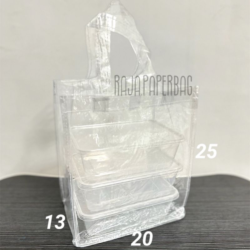 Jual tas mika 20x25 goodie bag hampers ultah souvenir ulang tahun tas mika transparan bening ...