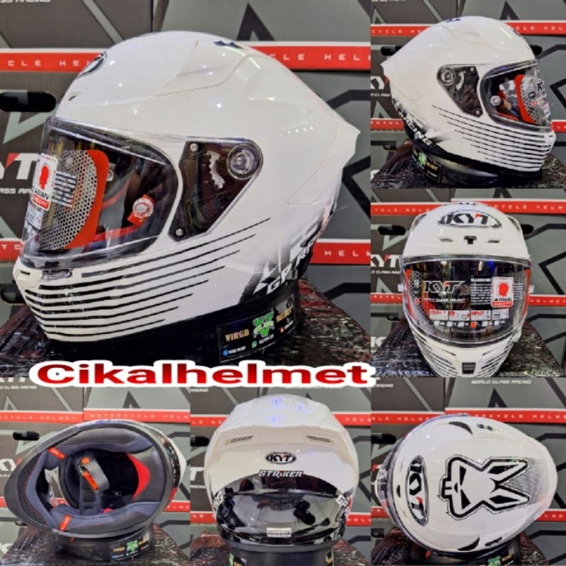 Jual HELM KYT STRIKER NEW MOTIF AF37 REPLICA MOTO GP WHITE BLACK ...