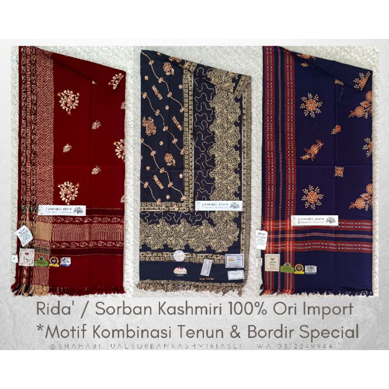 Jual Rida Kashmiri Ori Motif Tenun Bordir / Surban Kashmir Motif ...