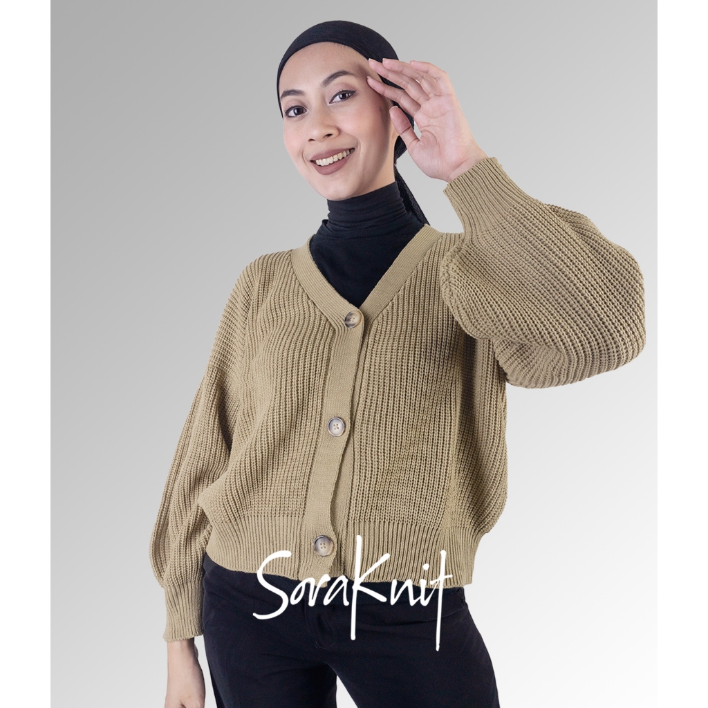 Jual Cardigan Rajut Crop Wanita Korea Premium Outer Knit Oversize Pastel Hijab Friendly by ...